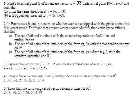 Solved Find a terminal point Q ﻿of a nonzero vector | Chegg.com
