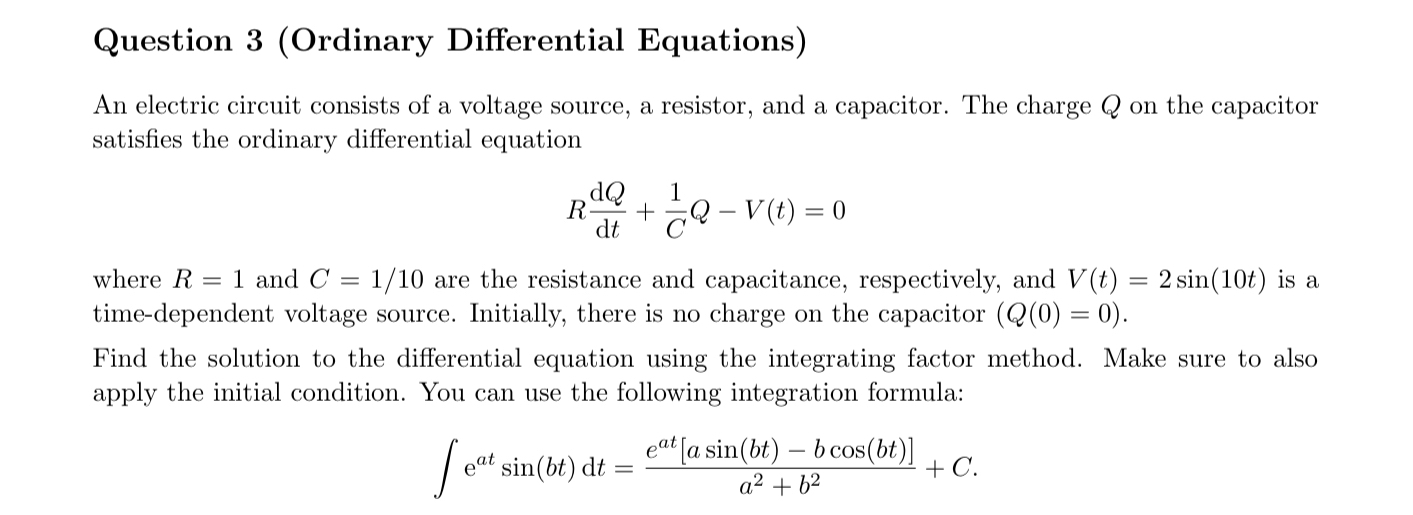 Solved Question 3 (Ordinary Differential Equations)An | Chegg.com