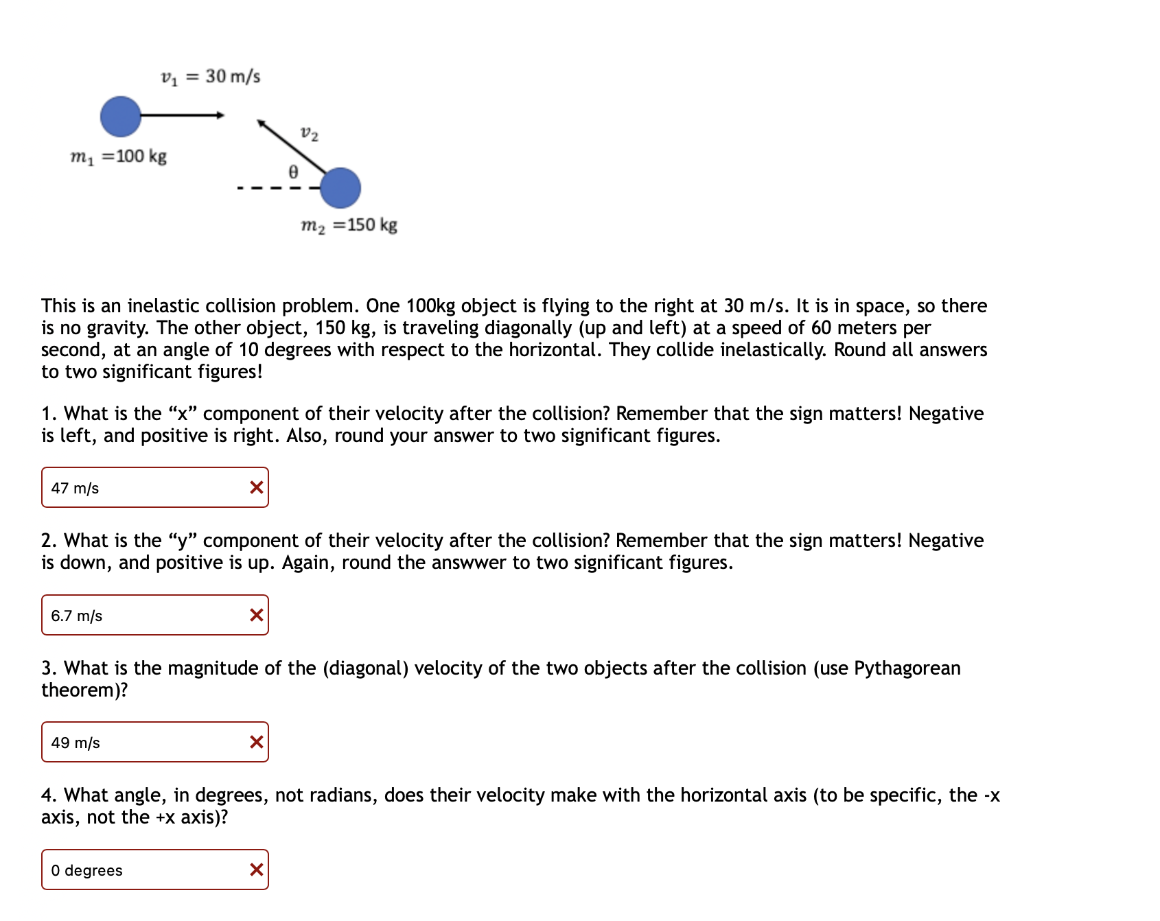 Solved This Is An Inelastic Collision Problem One 100kg