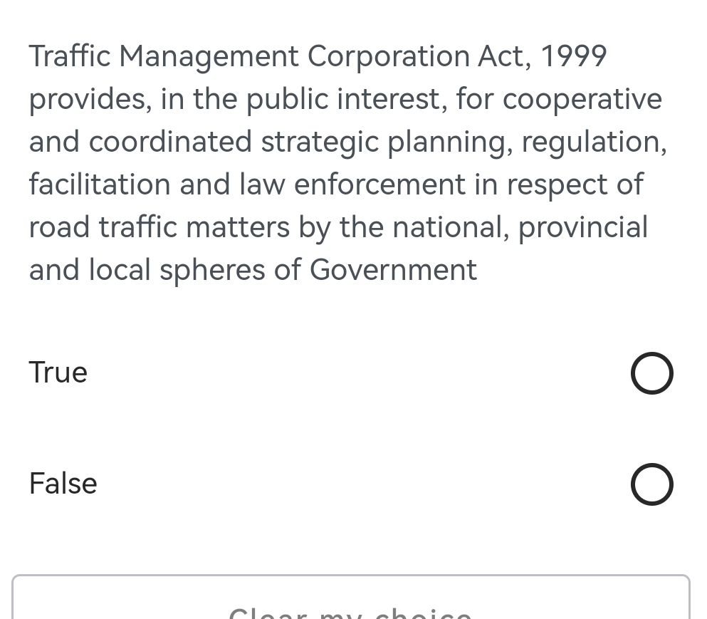 Solved Traffic Management Corporation Act, 1999 ﻿provides, | Chegg.com
