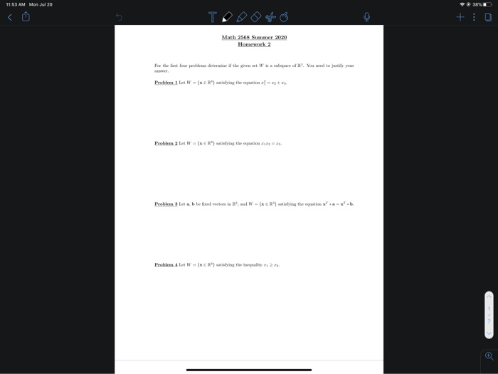 Solved 11:53 AM Mon Jul 20 P 38% + Math 2568 Summer 2020 | Chegg.com Solved 11:53 AM Mon Jul 20 P 38% + Math 2568 Summer 2020 | Chegg.com