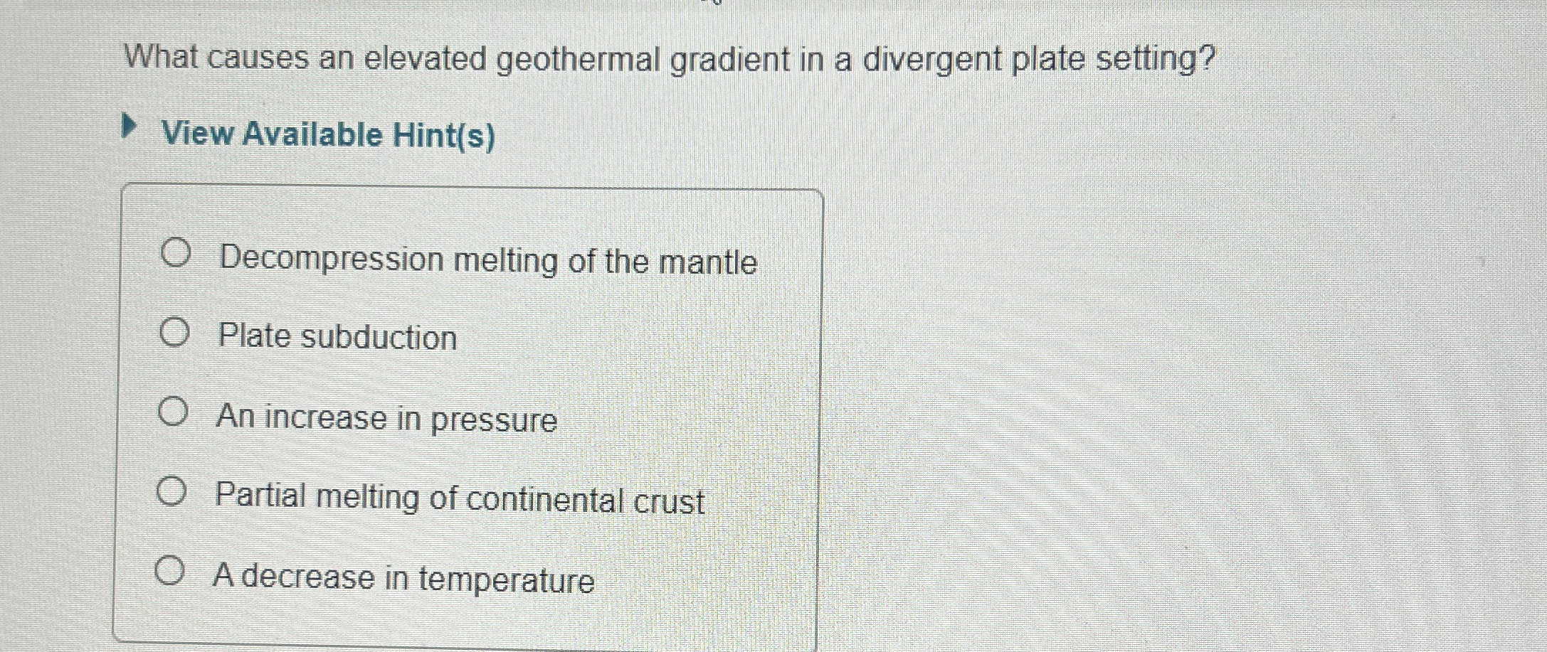 Solved What causes an elevated geothermal gradient in a | Chegg.com