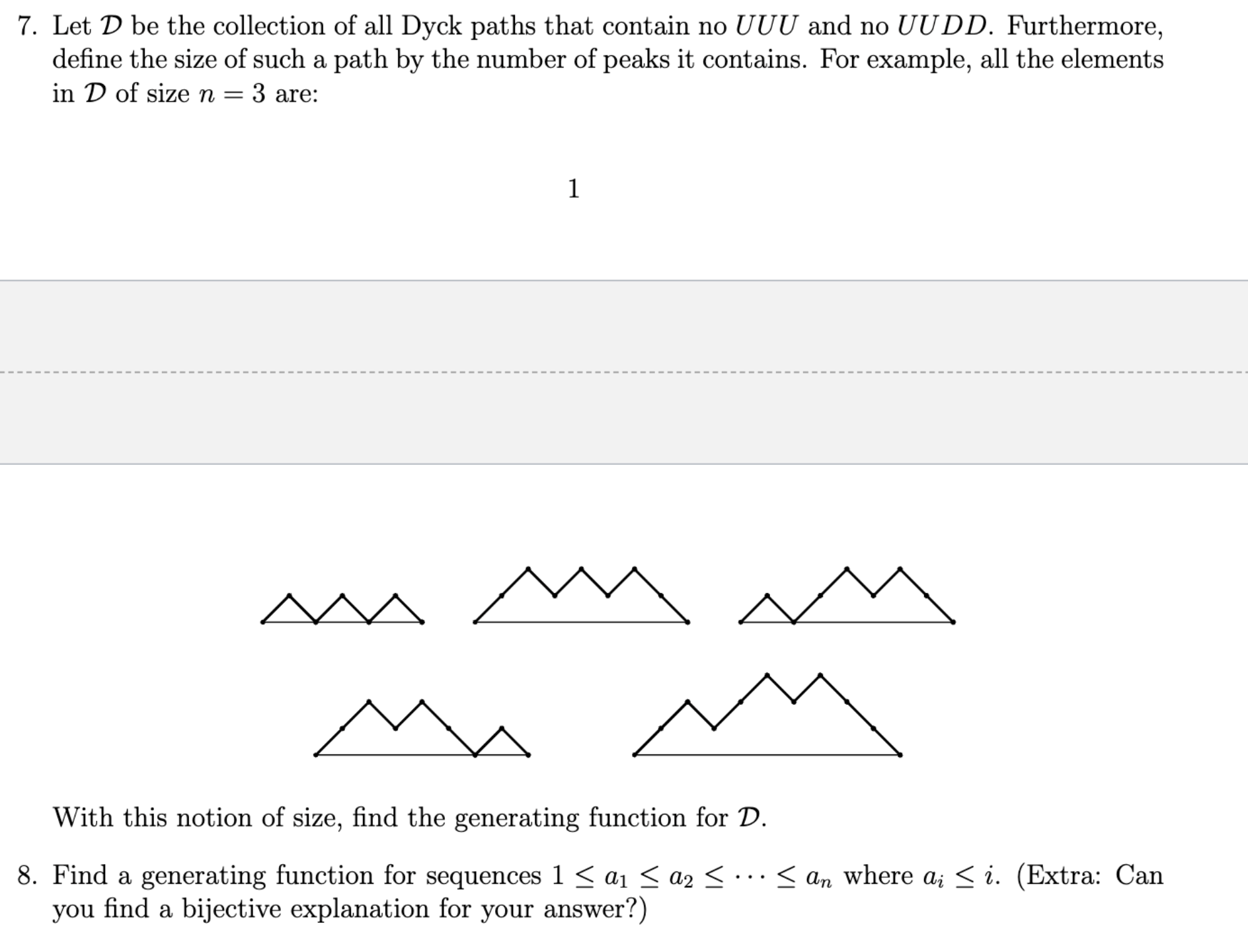Solved Let D ﻿be the collection of all Dyck paths that | Chegg.com