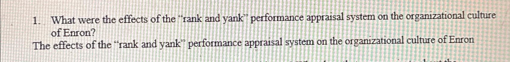 Solved What were the effects of the "rank and yank" | Chegg.com