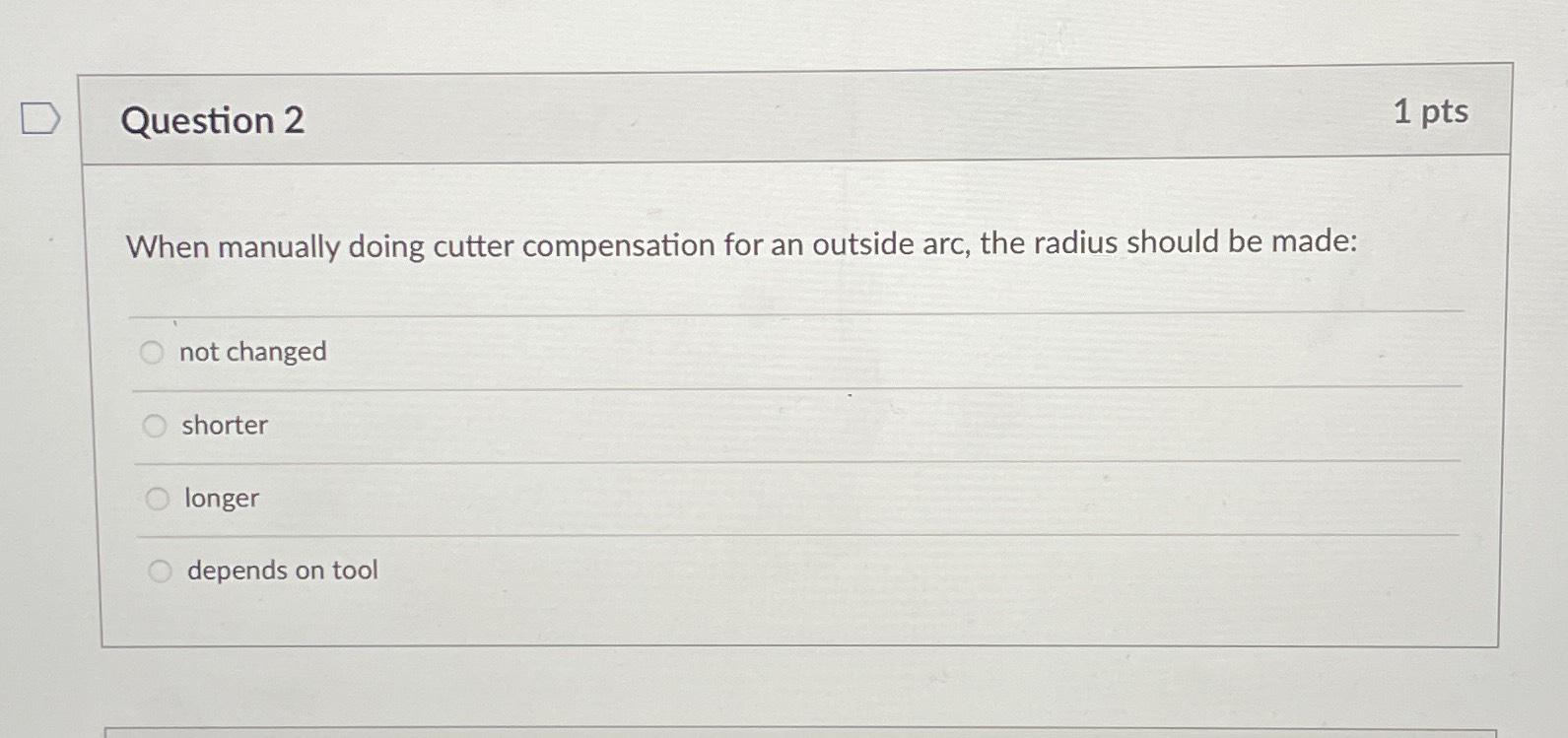 Solved Question 21ptsWhen manually doing cutter compensation | Chegg.com