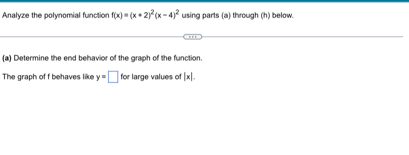 Analyze the polynomial function f(x)=(x+2)2(x-4)2 | Chegg.com