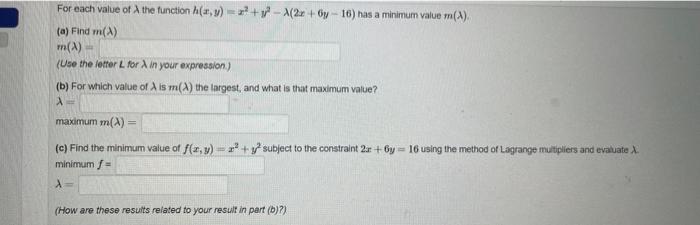 Solved For each value of λ the function | Chegg.com