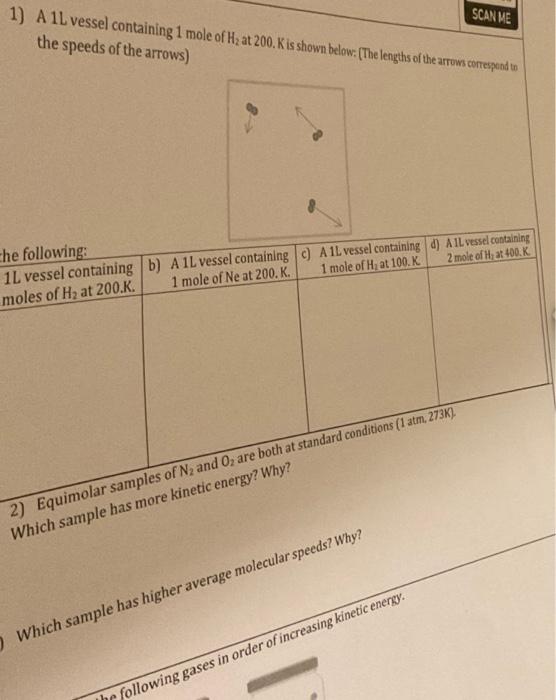 Solved SCAN ME 1) A 1L vessel containing 1 mole of Hz at | Chegg.com