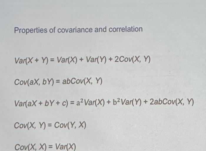 Solved Properties of covariance and correlation | Chegg.com