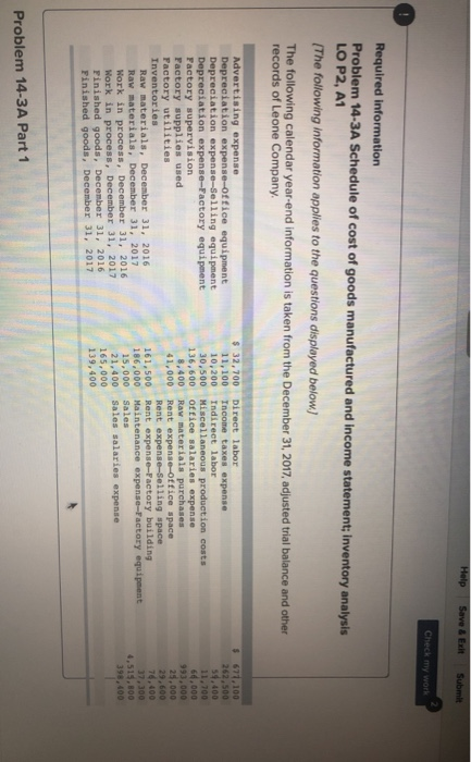 Solved Help Save & Exit Submit Check my work Required | Chegg.com