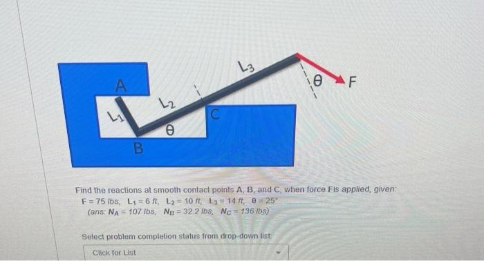 Solved Find the reactions at smooth contact points A, B, and | Chegg.com