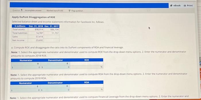 Solved Apply DuPont Disaggregation of ROE Selected balance | Chegg.com
