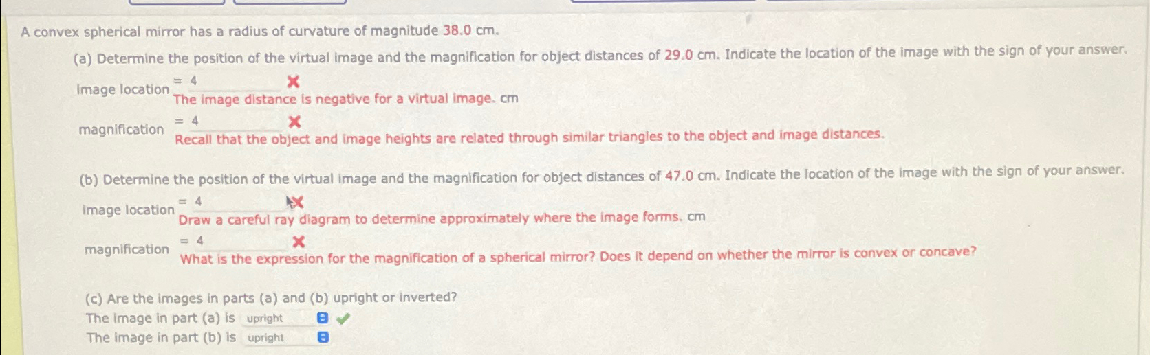 Solved A convex spherical mirror has a radius of curvature | Chegg.com