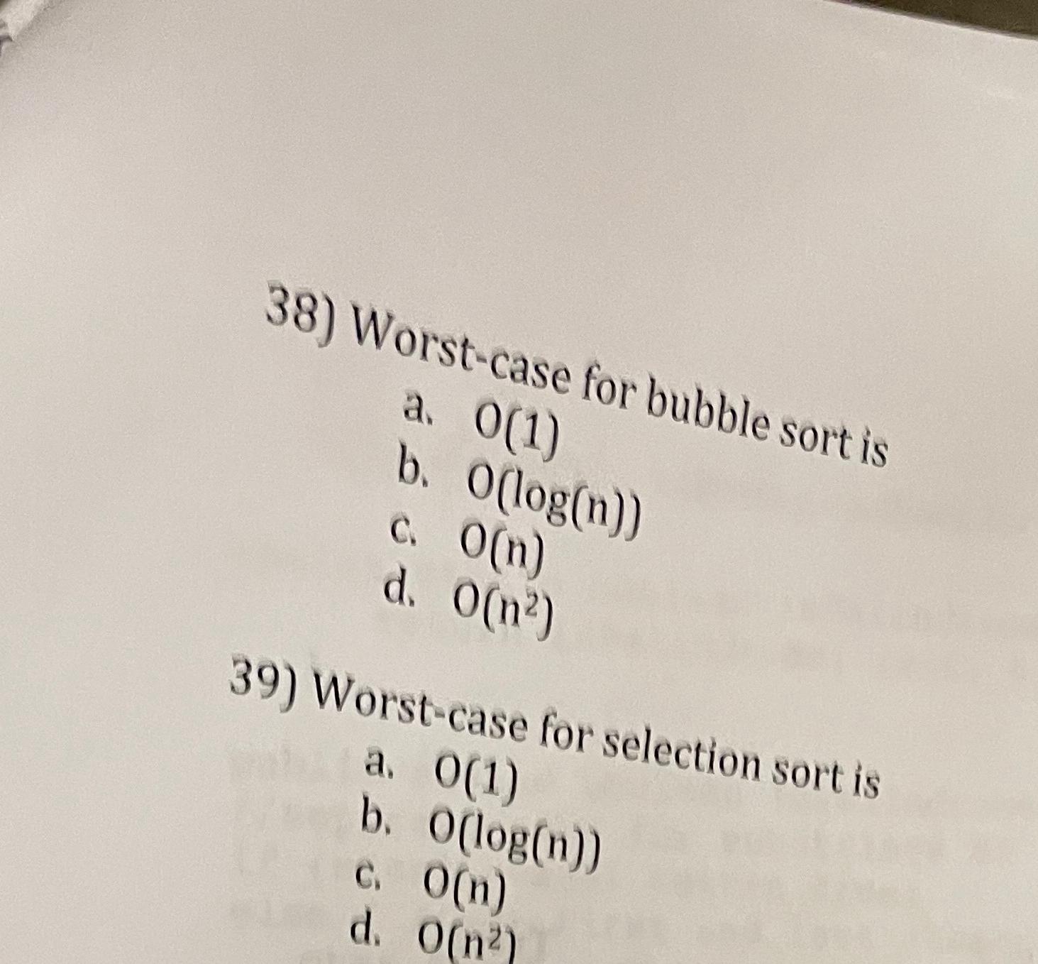 Solved Worst-case for bubble sort | Chegg.com