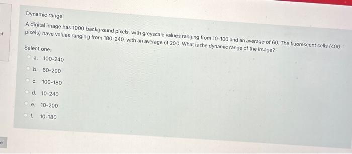 Solved Dynamic range: A digital image has 1000 background | Chegg.com
