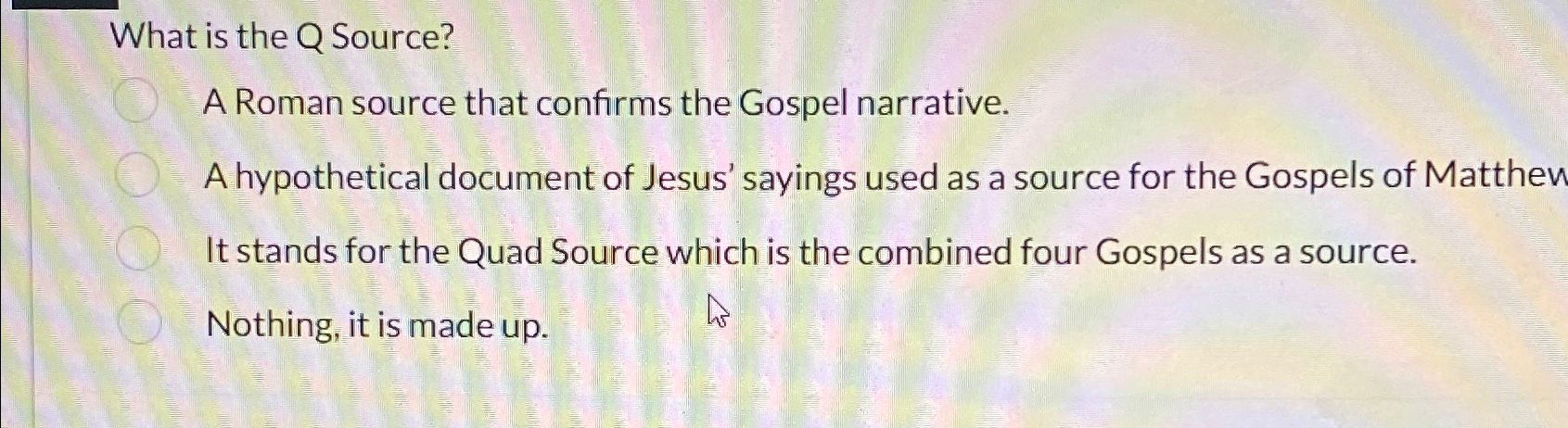 Solved What is the Q Source?A Roman source that confirms the | Chegg.com