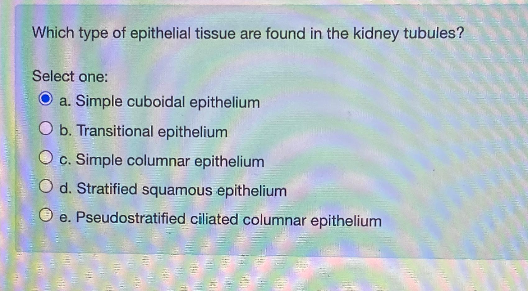 Solved Which type of epithelial tissue are found in the | Chegg.com
