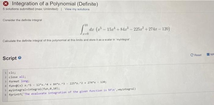 Solved * Integration of a Polynomial (Definite) 5 solutions | Chegg.com