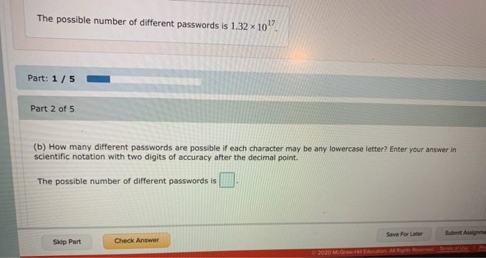 Solved Part 1 of 5 (a) How many different passwords are | Chegg.com