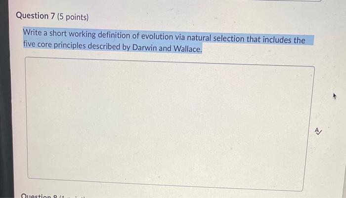 Solved Write a short working definition of evolution via | Chegg.com