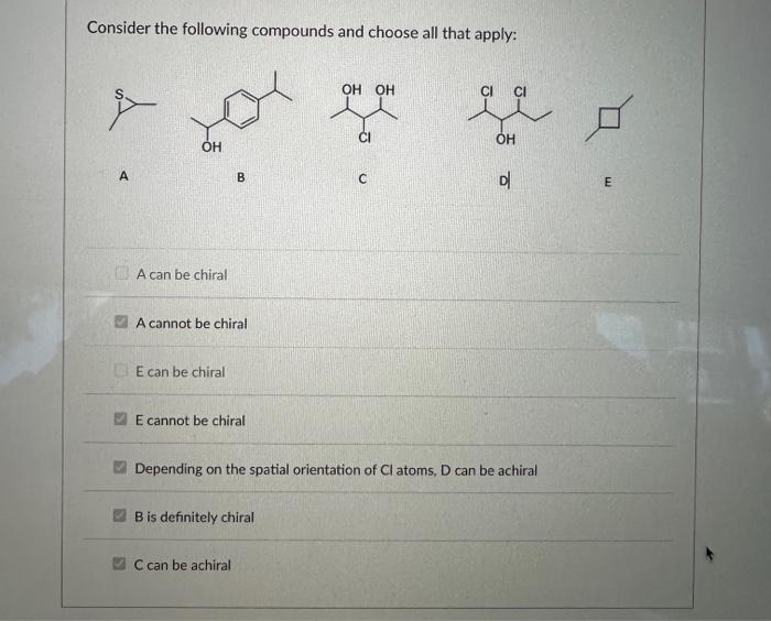 Solved Consider the following compounds and choose all that | Chegg.com