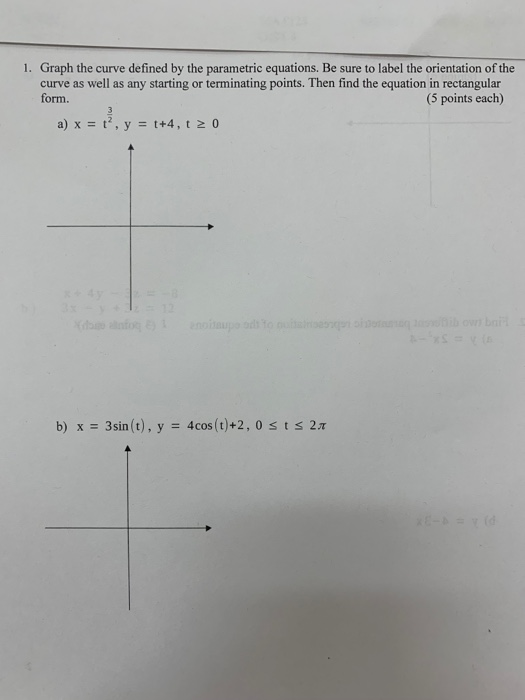 Solved 1. Graph the curve defined by the parametric | Chegg.com