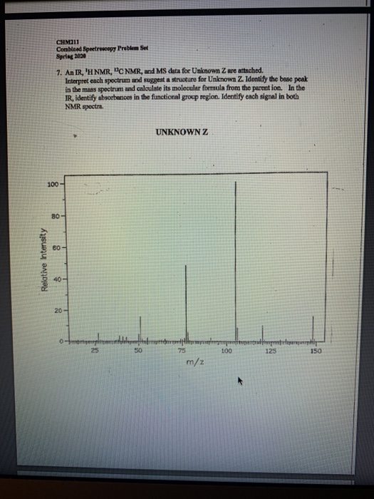 du Combined Spectroscopy Problem Set Spring 2020 Due: | Chegg.com