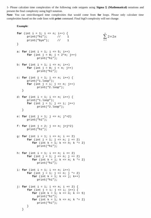 1- Please calculate time complexities of the | Chegg.com
