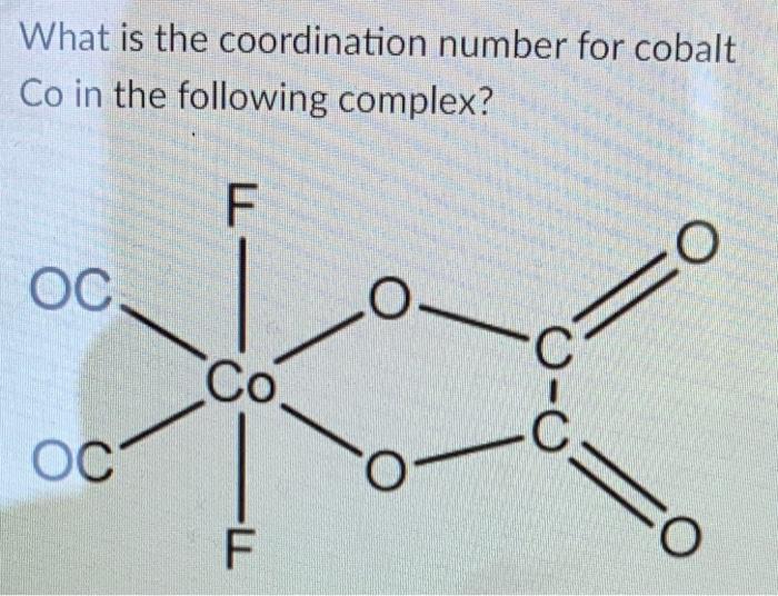 Solved What is the coordination number for cobalt Co in the | Chegg.com