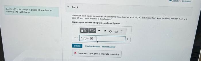Solved A+45μC point tharge is placed 54 cm trom an isemical | Chegg.com