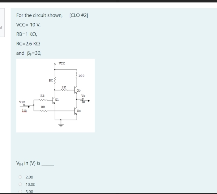 Solved For the circuit shown, [CLO | Chegg.com