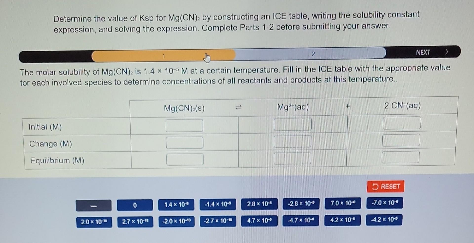 Solved Determine the value of Ksp for Mg(CN)2 by | Chegg.com