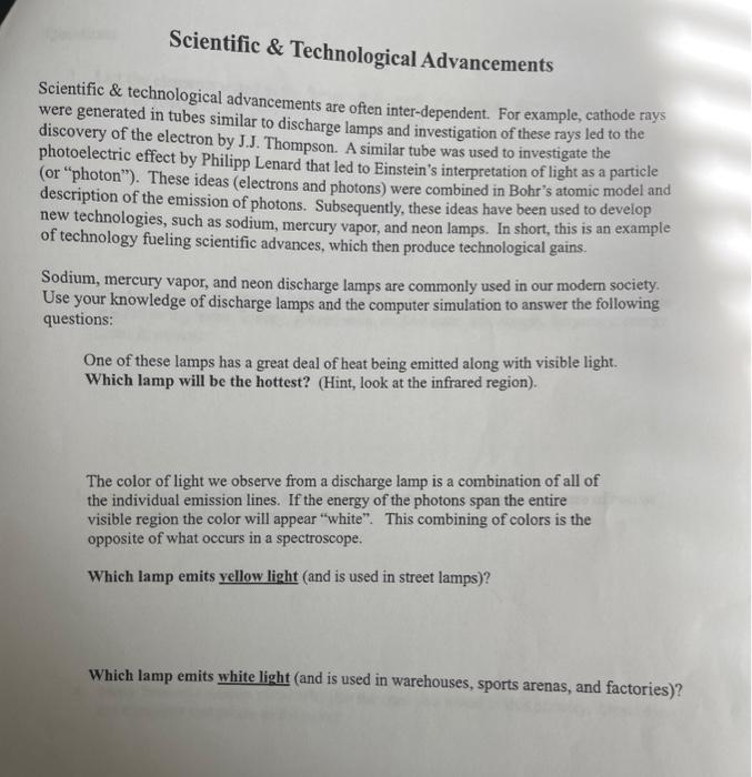 Solved Scientific \& Technological Advancements Scientific | Chegg.com