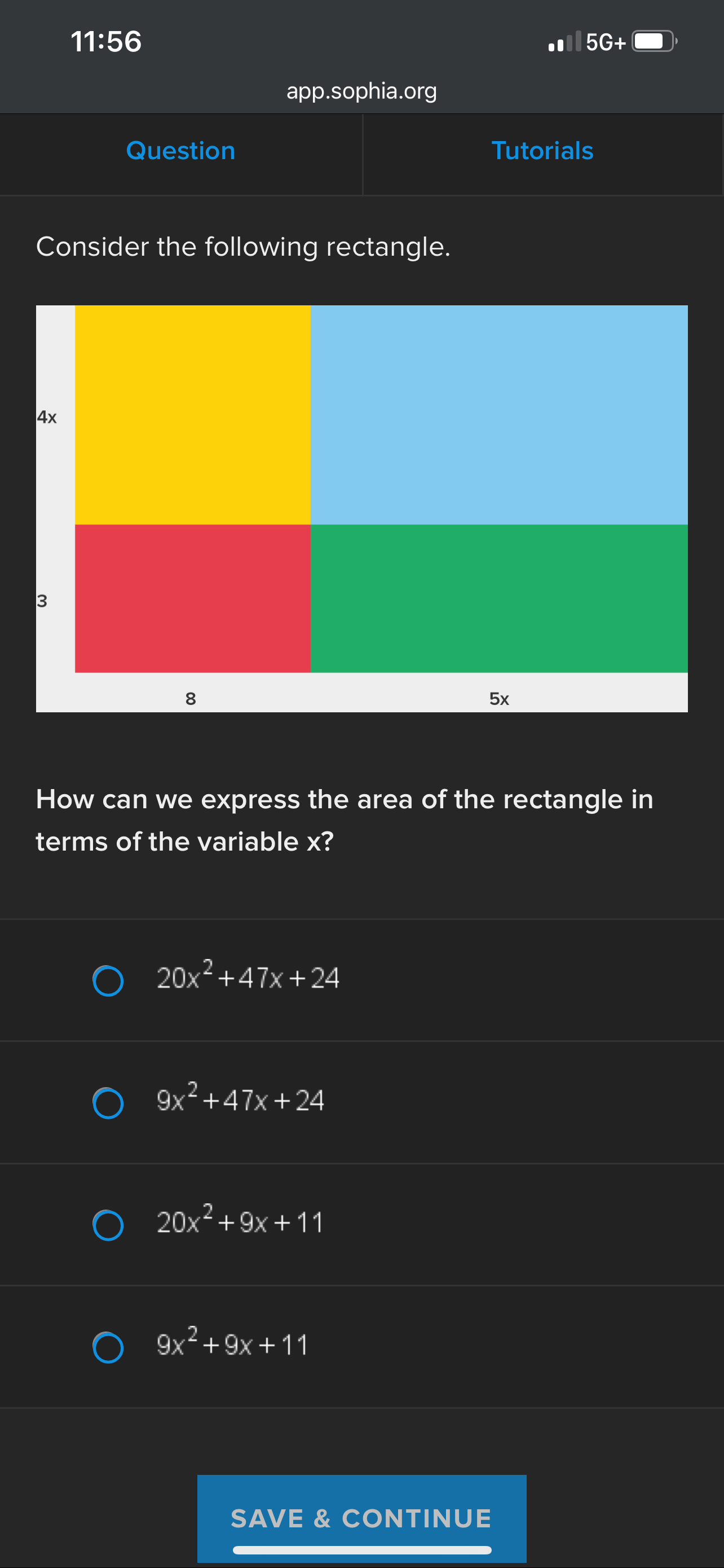 Solved 11:565G+app.sophia.orgQuestionTutorialsConsider the | Chegg.com