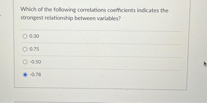 Solved Which of the following correlations coefficients | Chegg.com