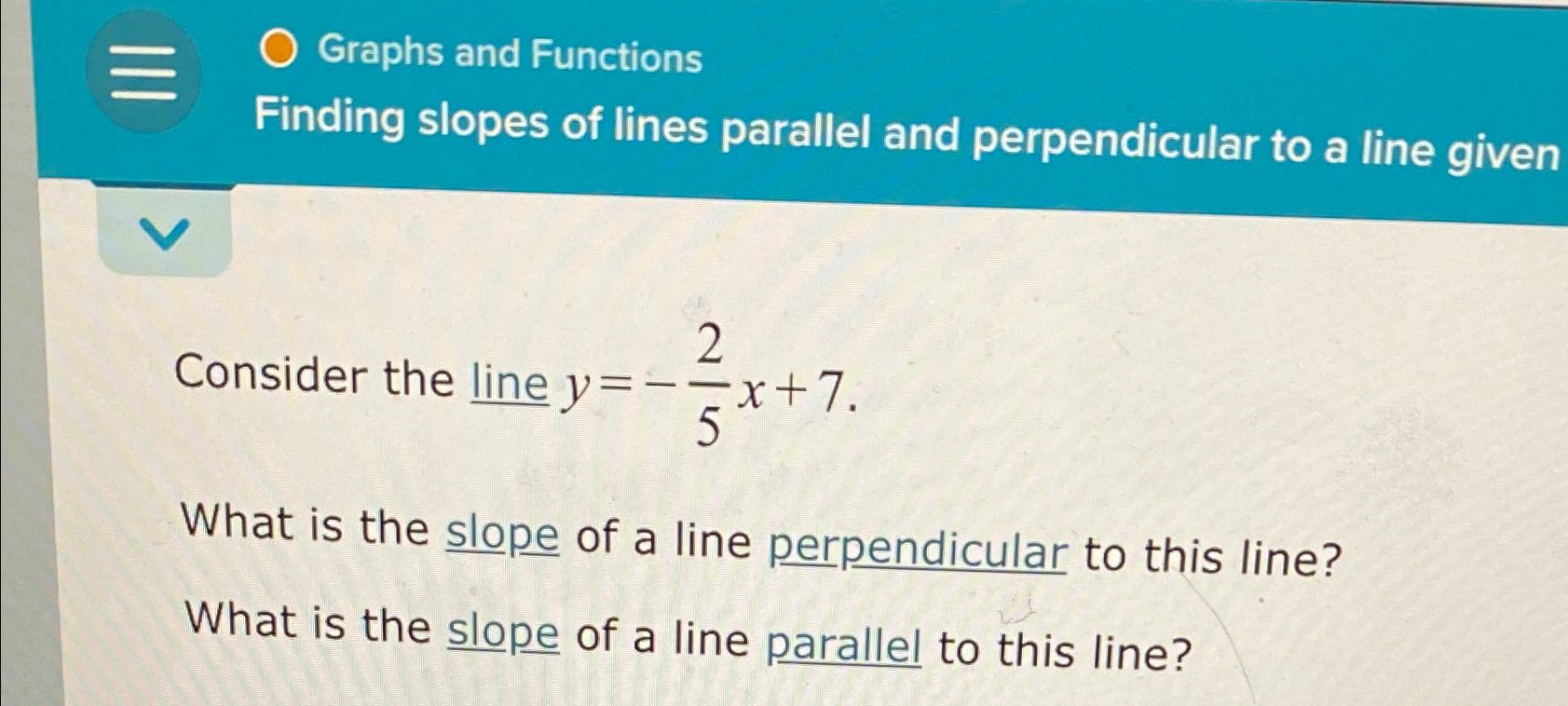 Solved Graphs and FunctionsFinding slopes of lines parallel | Chegg.com