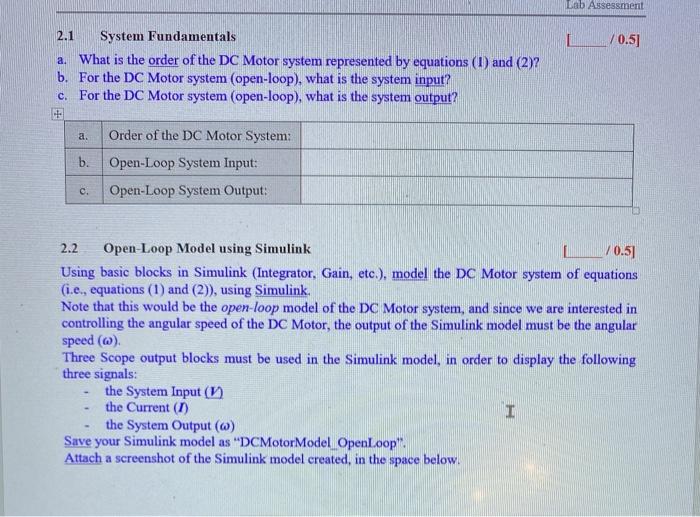 Solved 1. Modeling and Control of a DC Motor It is desired | Chegg.com