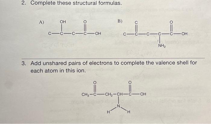 Solved 2. Complete these structural formulas. A) B 3. Add | Chegg.com