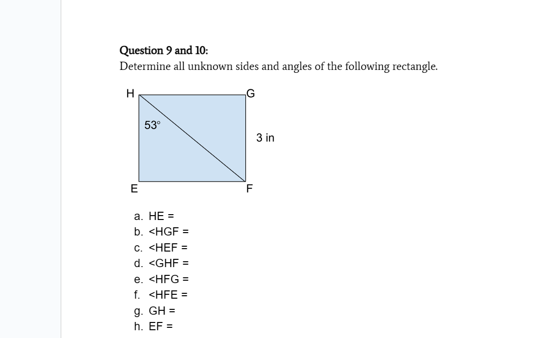 Solved Question 9 ﻿and 10:Determine all unknown sides and | Chegg.com