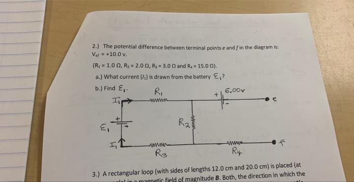 Solved 2.) The potential difference between terminal points | Chegg.com