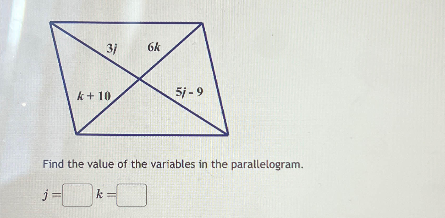 Solved Find the value of the variables in the | Chegg.com