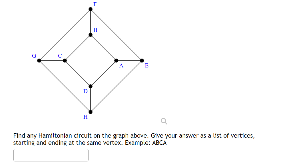 Solved Find any Hamiltonian circuit on the graph above. Give | Chegg.com