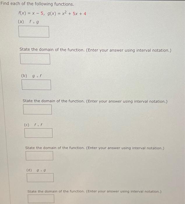 Solved Find each of the following functions. | Chegg.com
