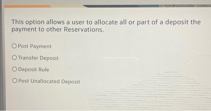 Solved This option allows a user to allocate all or part of | Chegg.com