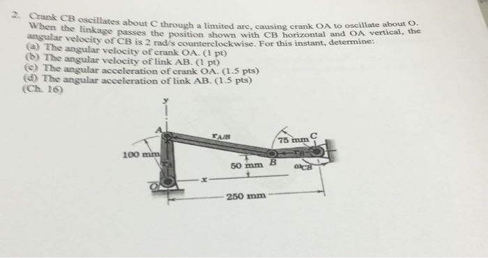 Solved 2 nown with CB horizontal and OA vertical, the Crank | Chegg.com