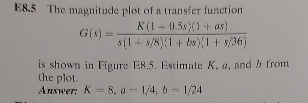 Solved E8.5 The magnitude plot of a transfer function | Chegg.com