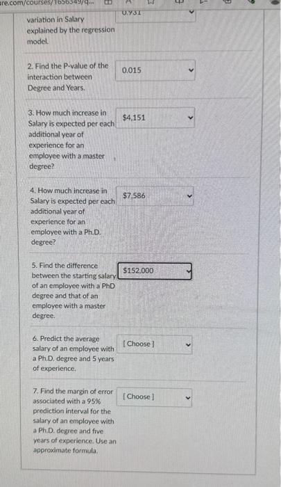 variation in Salary explained by the regression | Chegg.com