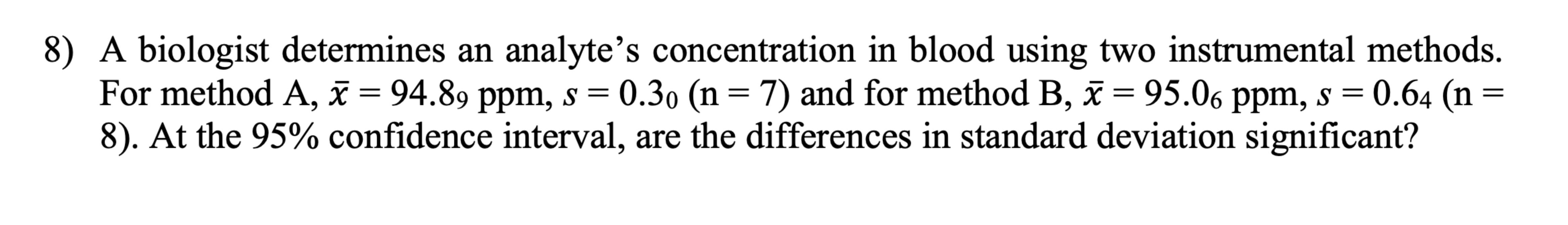 Solved A biologist determines an analyte's concentration in | Chegg.com