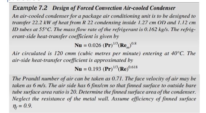 Solved Example 7.2 Design of Forced Convection Air-cooled | Chegg.com