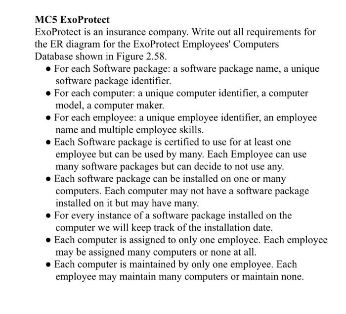 Solved MC5 ExoProtect ExoProtect is an insurance company. | Chegg.com